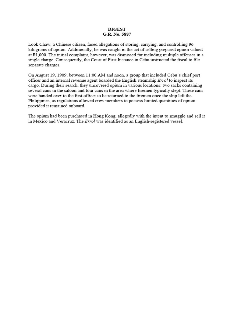 G.R. No. 5887 Digest | PDF