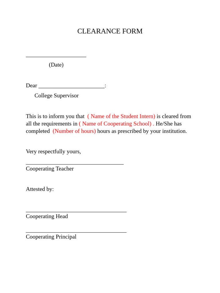 Clearance Form | PDF