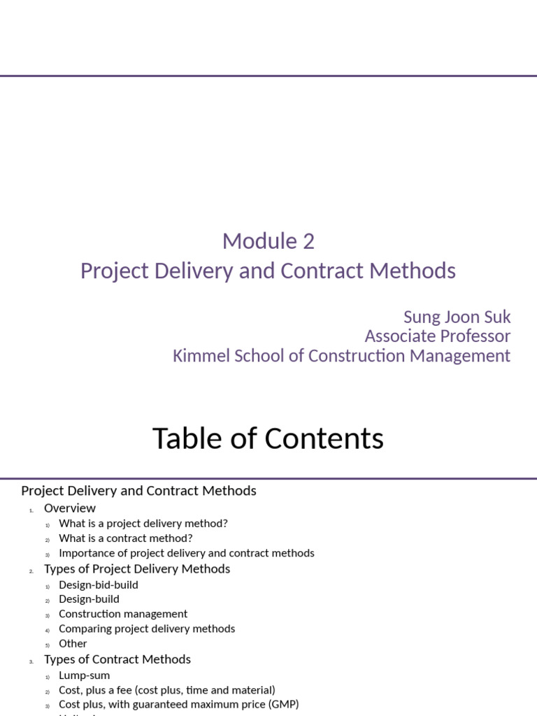 Module2 Project+Delivery+and+Contract+Methods | PDF | Business | Real ...