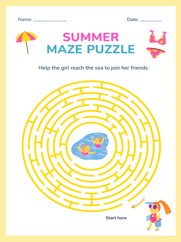 Summer Maze Puzzle for Kids | PDF