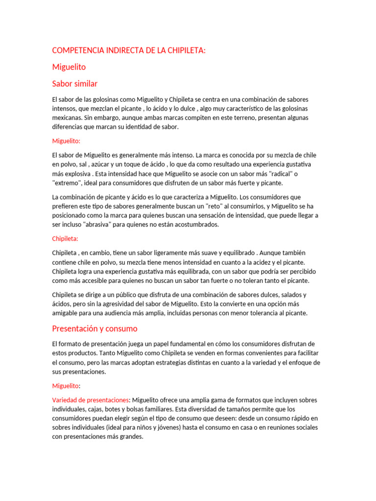 Competencia Indirecta de La Chipileta | PDF | Marca | Gusto