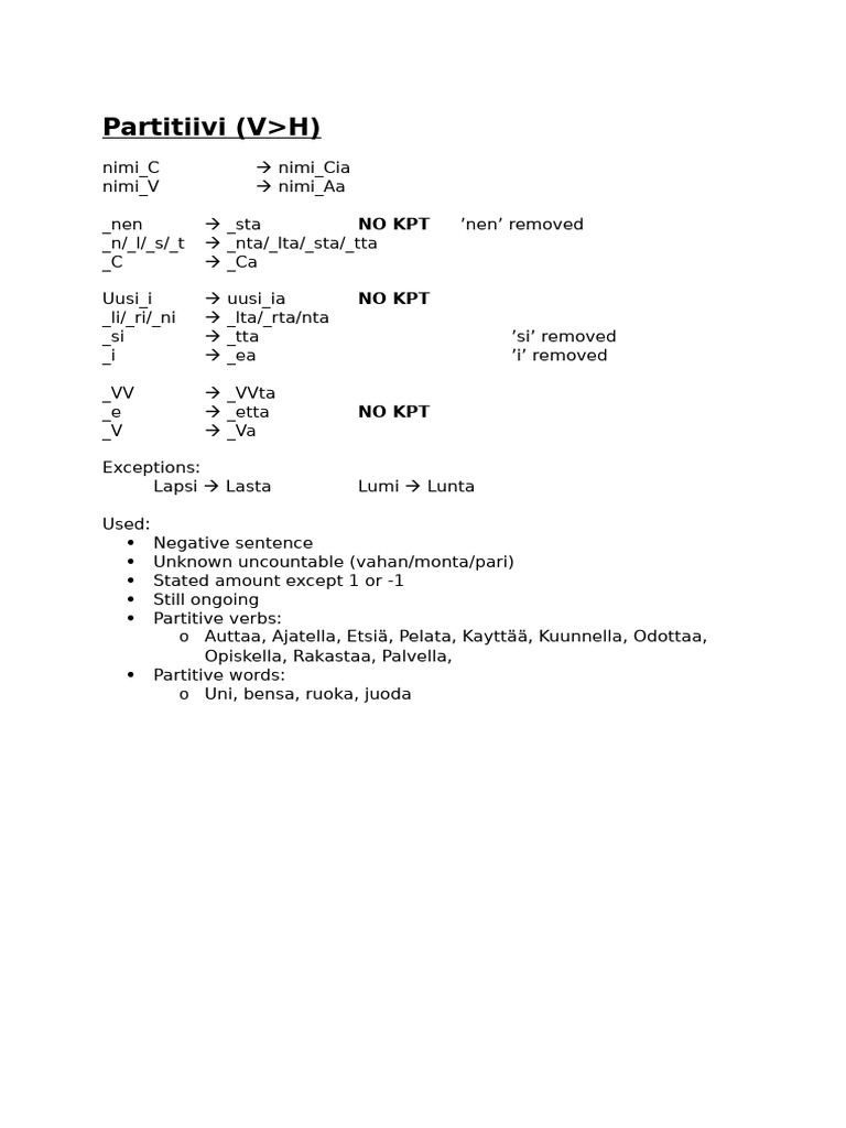 Finnish Word Types | PDF
