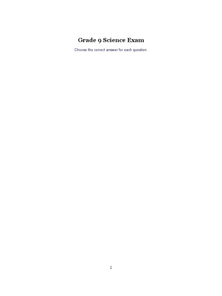 Grade 9 Science Exam | PDF