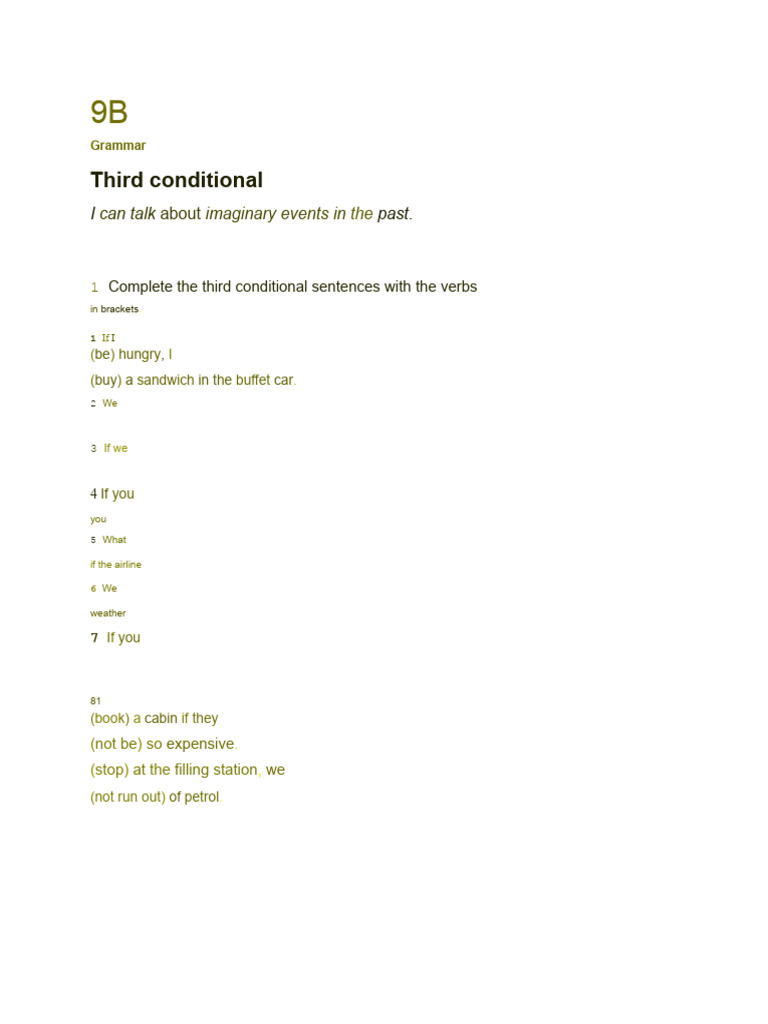 Third Conditional and Verbs Patterns | PDF | Linguistics