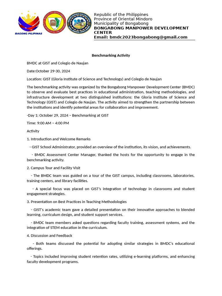 Benchmarking Activity | PDF | Benchmarking | Educational Technology