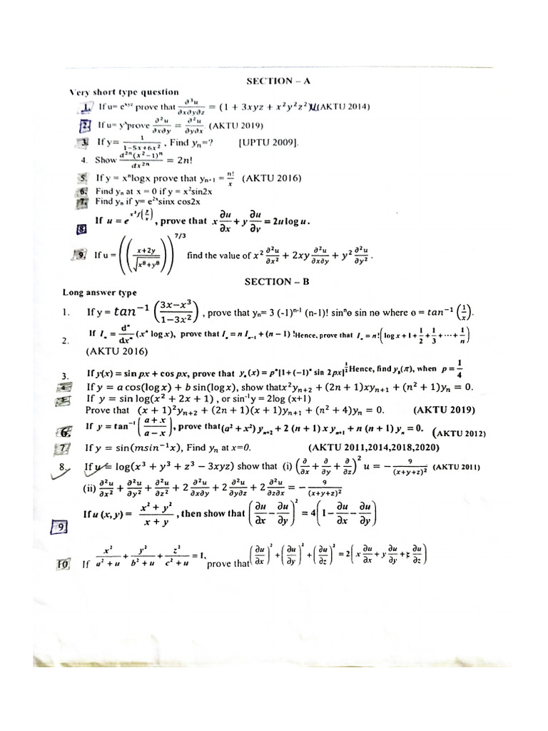 BTech - Engineering Maths - Practice Set | PDF