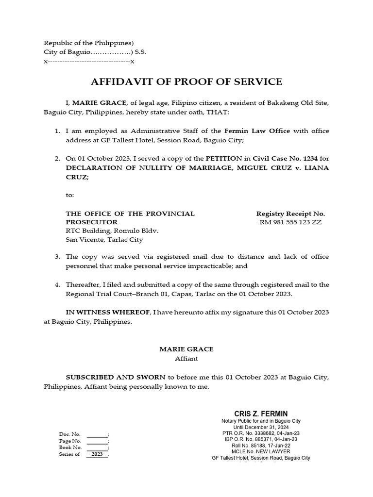 Affidavit of Service | PDF