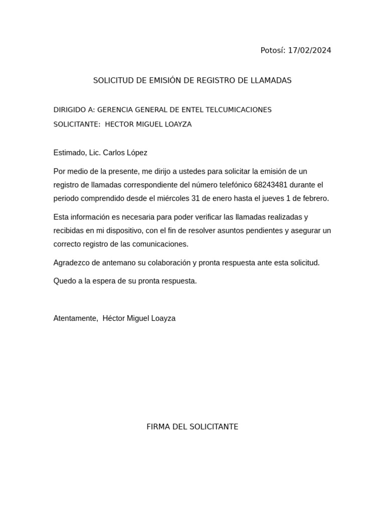 Solicitud de Registro Llamada Final | PDF
