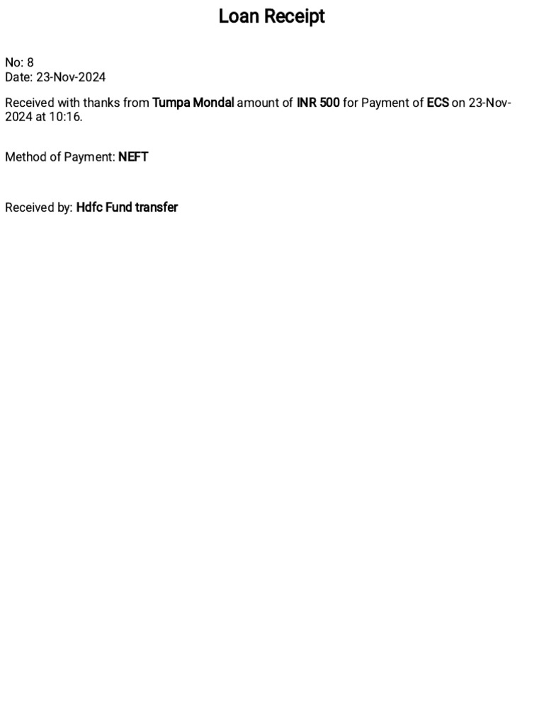 LoanReceipts Tumpa Mondal | PDF