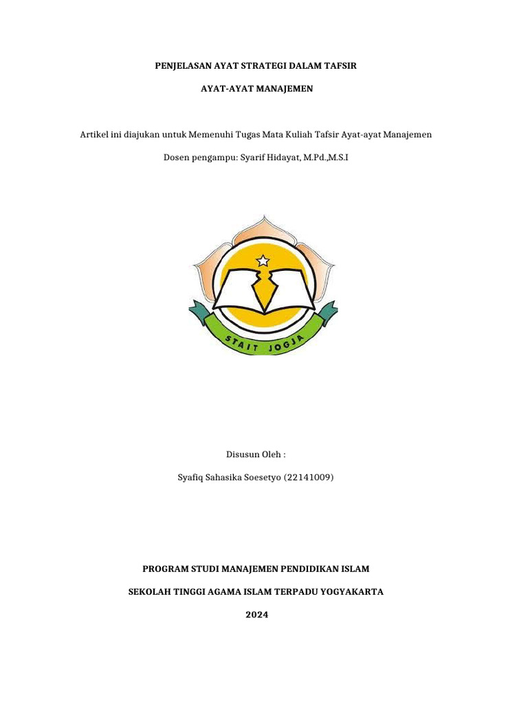 Tugas Tafsir Ayat-Ayat Manajemen Syafiq | PDF
