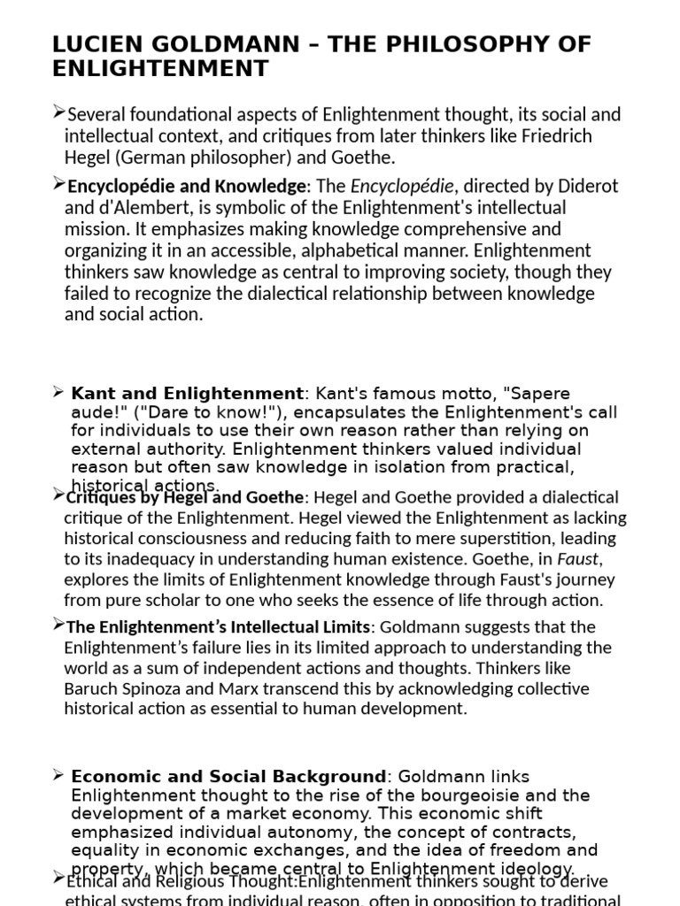 Lucien Goldmann | PDF | Age Of Enlightenment | Georg Wilhelm Friedrich ...