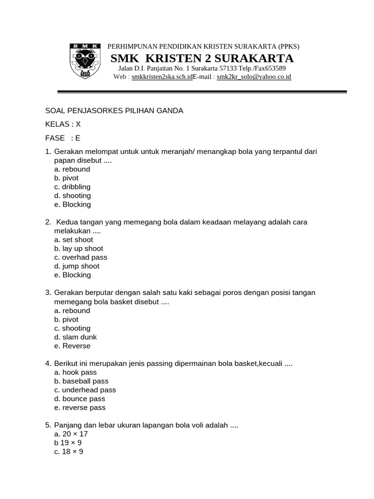 Soal Psas Penjas X | PDF