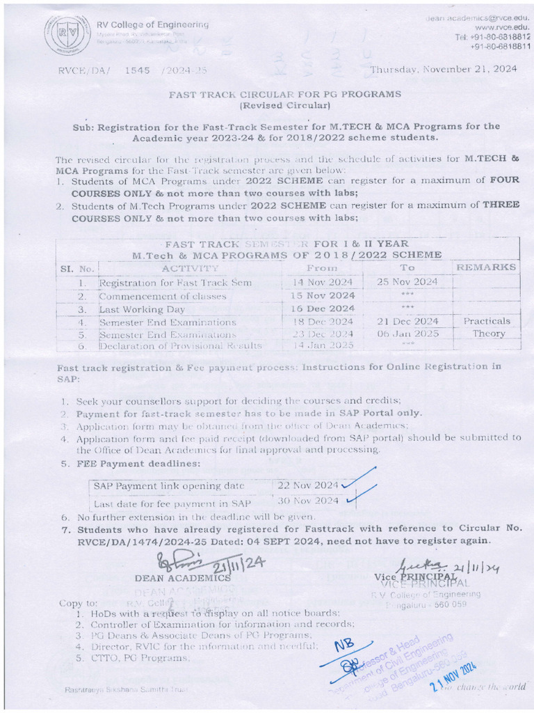 Fast-Track Registration for MCA & M.Tech | PDF