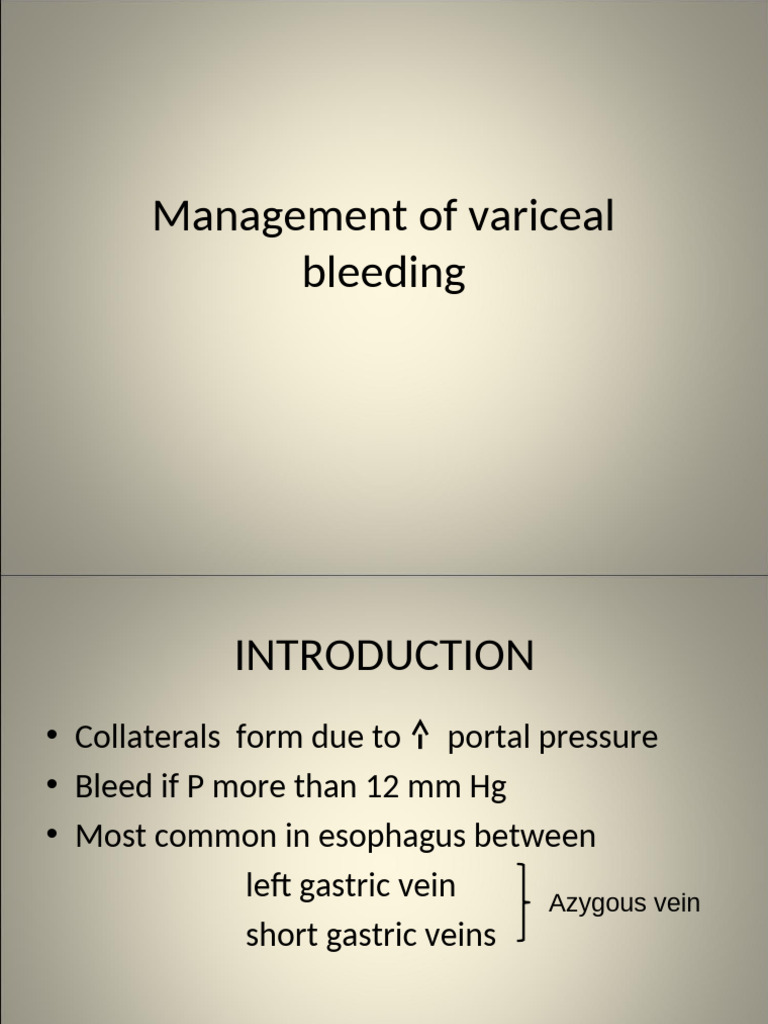 Variceal Bleeding Management Guide | PDF | Diseases And Disorders ...