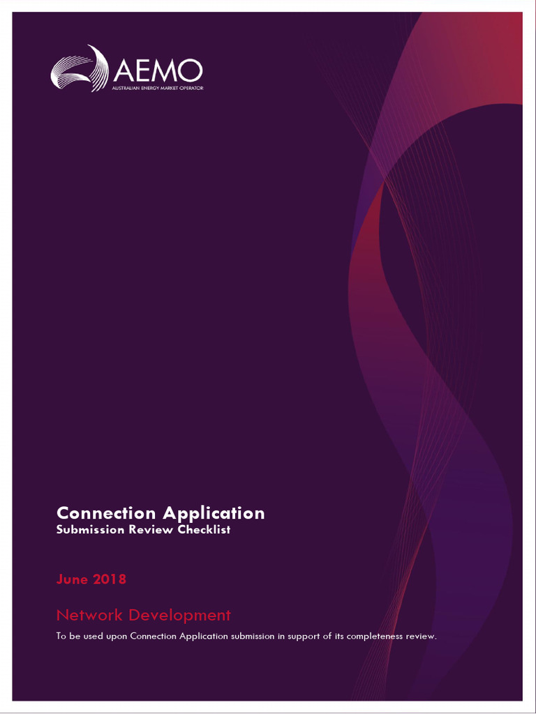 AEMO Connection Application Checklist | PDF | Electrical Engineering ...
