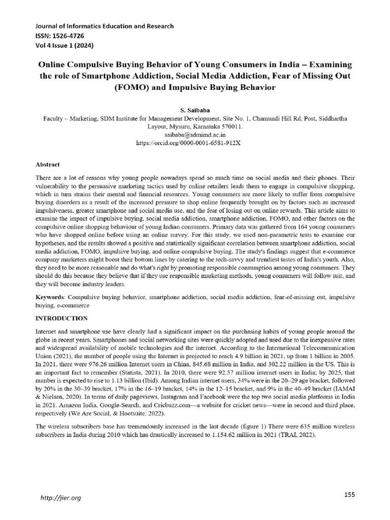 View of Online Compulsive Buying Behavior of Young Consumers in India ...