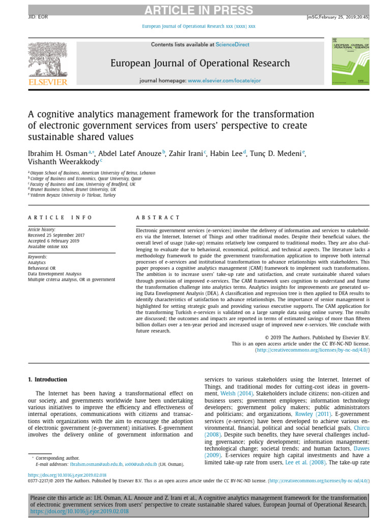 2019 Ibrahim H. Osman | PDF | Analytics | E Government