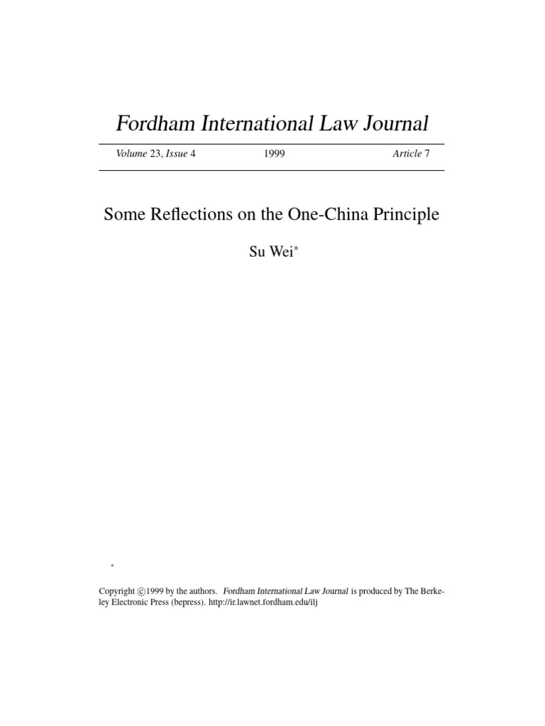 One-China Principle: Legal Insights | PDF | Taiwan | Politics Of China