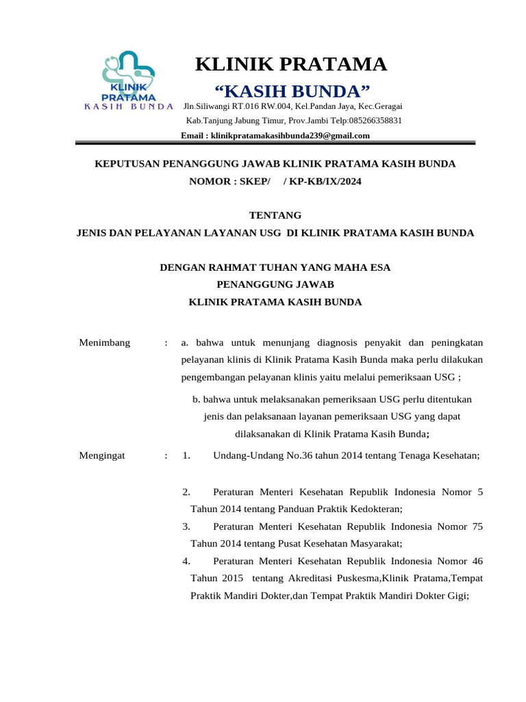 Layanan USG di Klinik Kasih Bunda | PDF