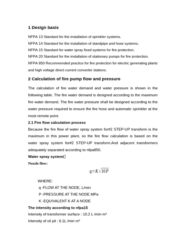 Hydraulic Calculation-Fire Pump | PDF | Fire Sprinkler System | Pump