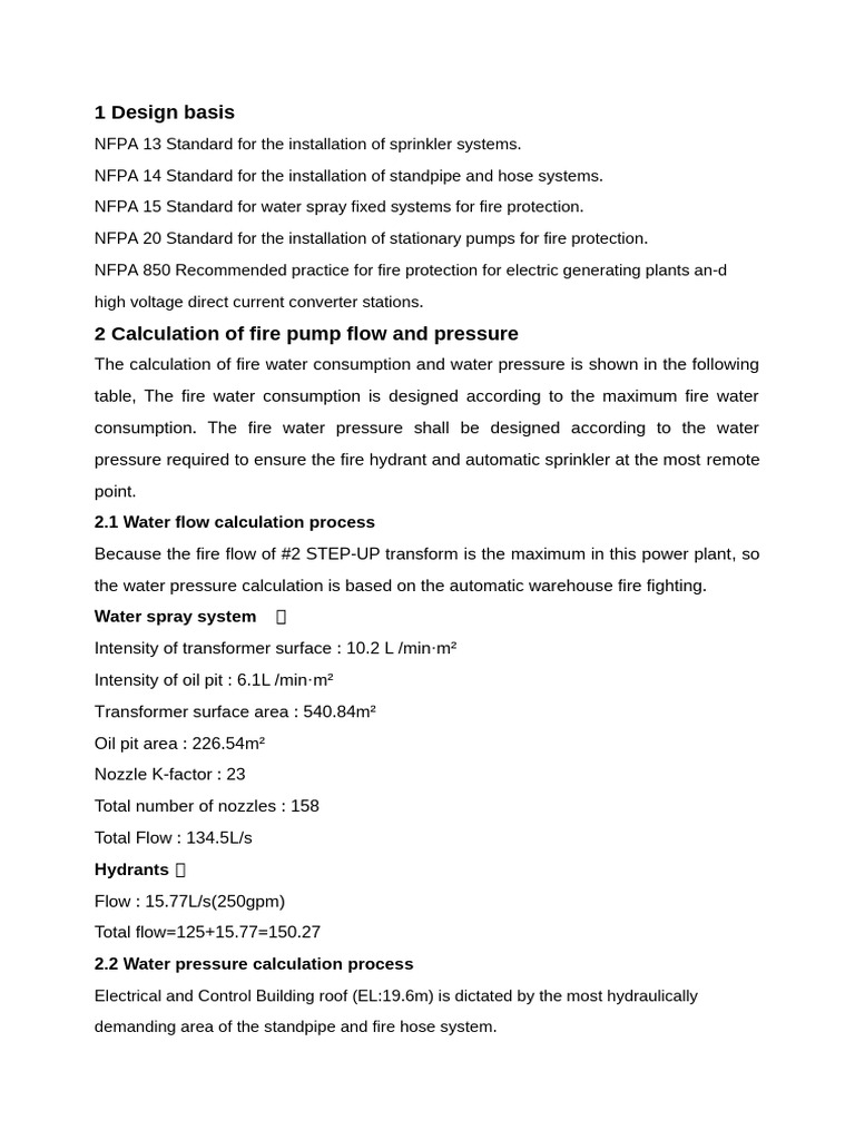 Hydraulic calculation-FIRE MAIN RING | PDF