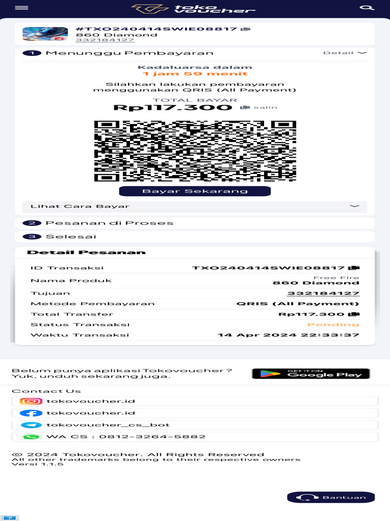 Detail Transaksi - Tokovoucher | PDF