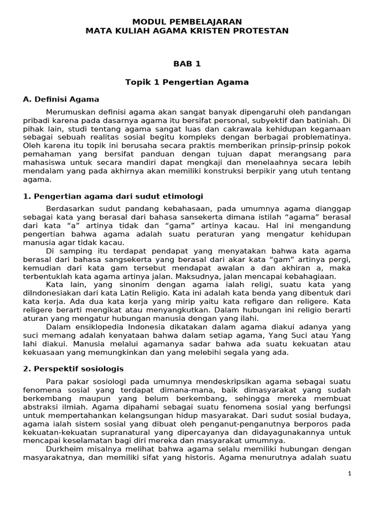 Modul Pembelajaran Agama Kristen Protestan | PDF