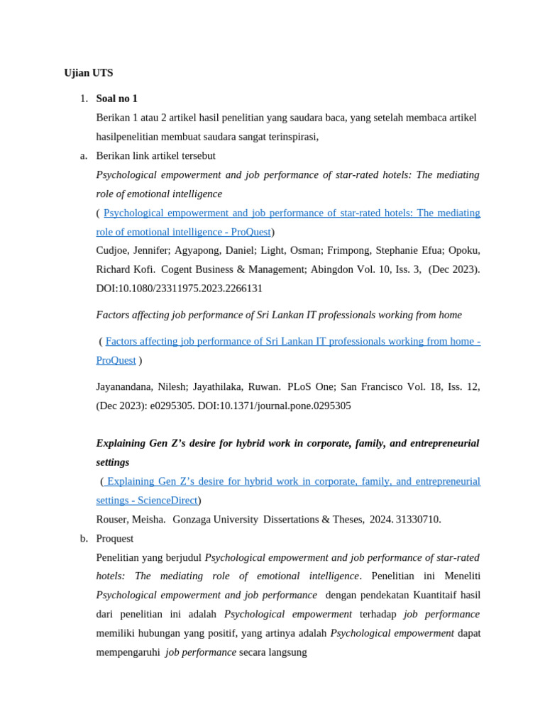Ujian UTS Mini Tesis | PDF