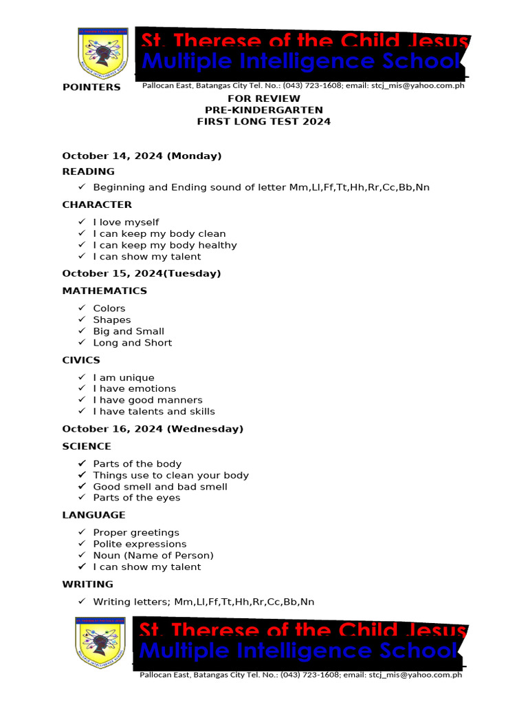 1st Term Pointers To Review | PDF