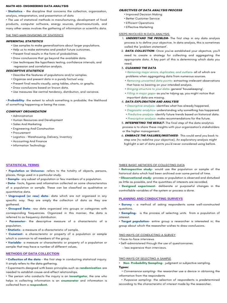 Eda Reviewer | PDF | Statistics | Probability Distribution Eda Reviewer | PDF | Statistics | Probability Distribution