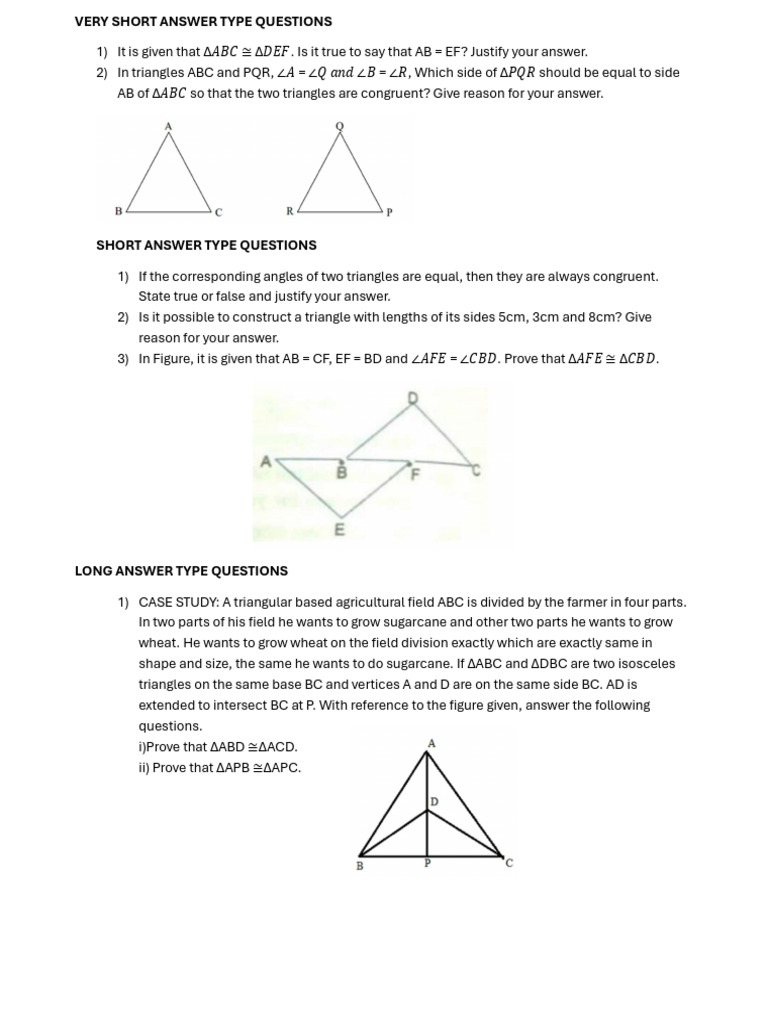 G9 Revision Worksheet Triangles | PDF