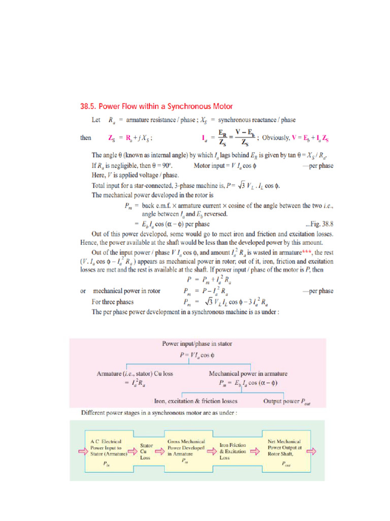 Power Flow in Synchronous Motor | PDF
