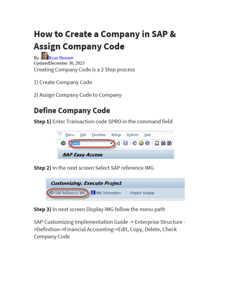 How To Create A Company in SAP & Assign Company Code | PDF