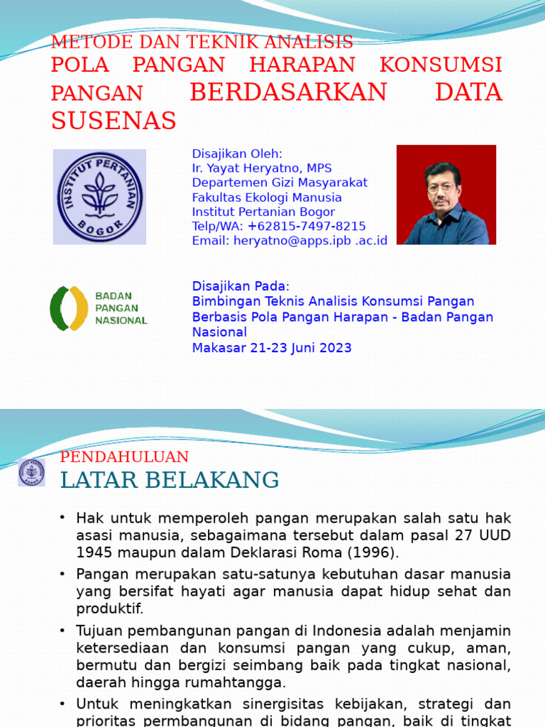 Yayat Heryatno - Metode Teknik Analisis PPH Konsumsi Pangan Berdasarkan ...