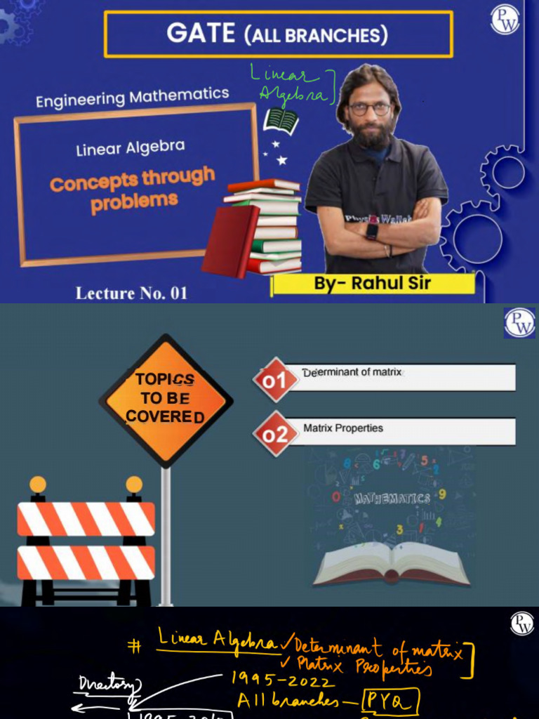 Linear Algebra (Part - 01) (Lec - 01) - Class Notes | PDF