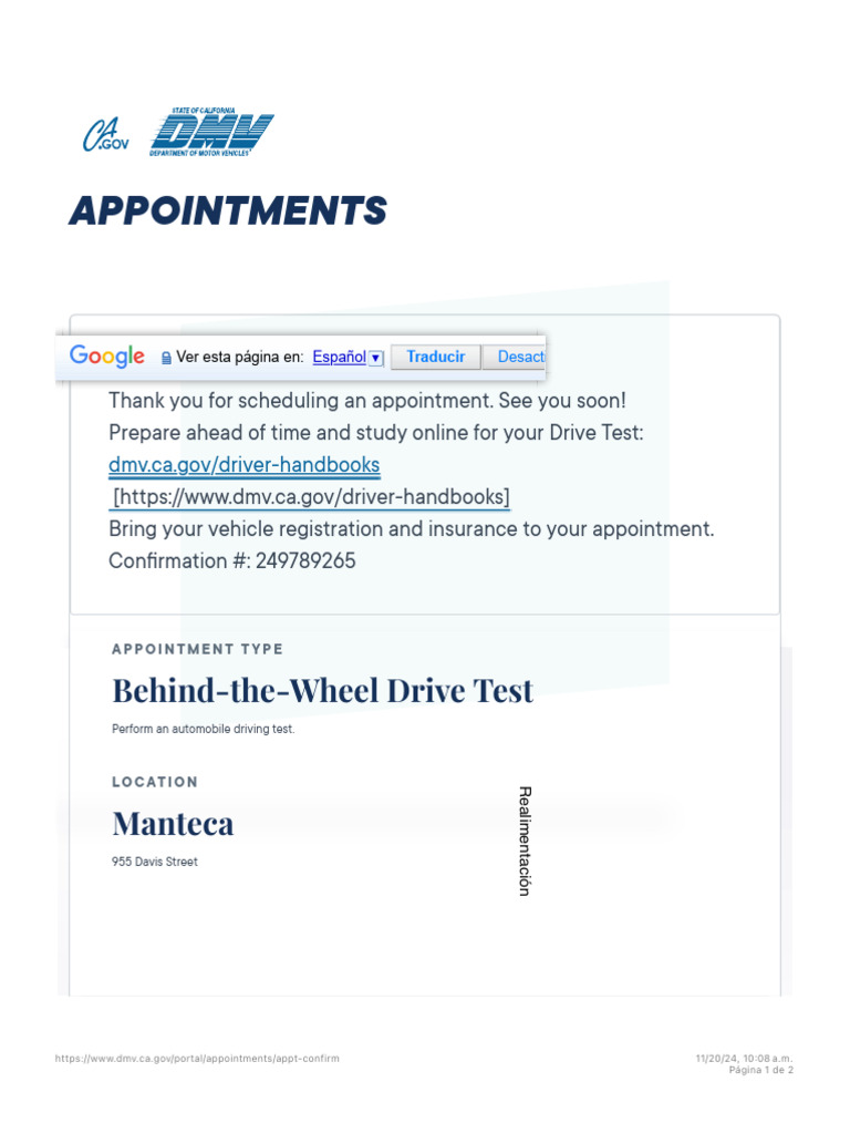 Appointments - Confirmation | PDF