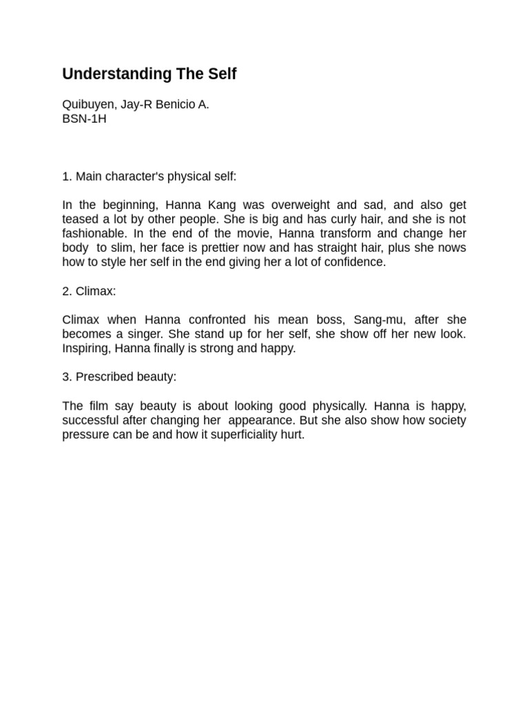 Reaction About Understanding The Self | PDF
