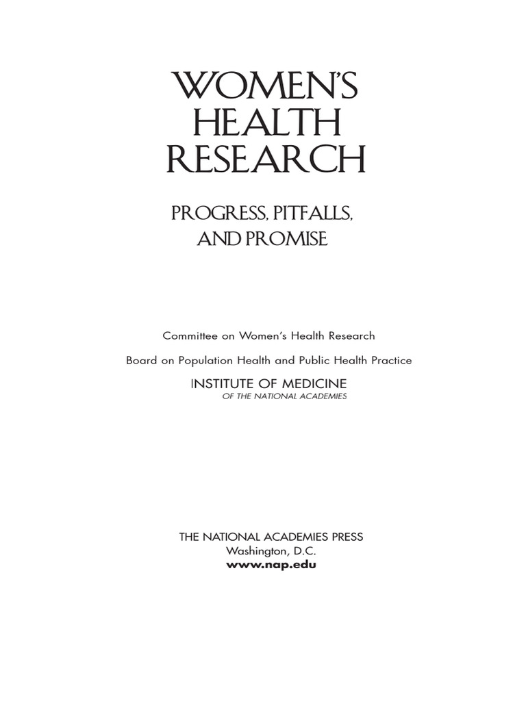 Women's Health Research Progress Pitfalls and Promises | PDF | Women's Health | Science