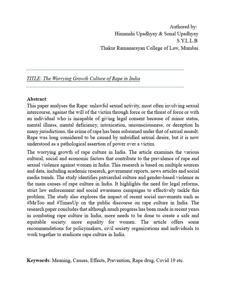 Paper 2 | PDF | Rape | Crimes