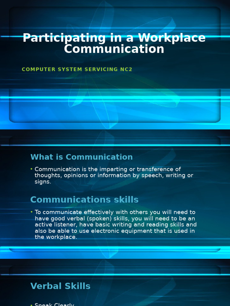 1 Participating in A Workplace Communication | PDF