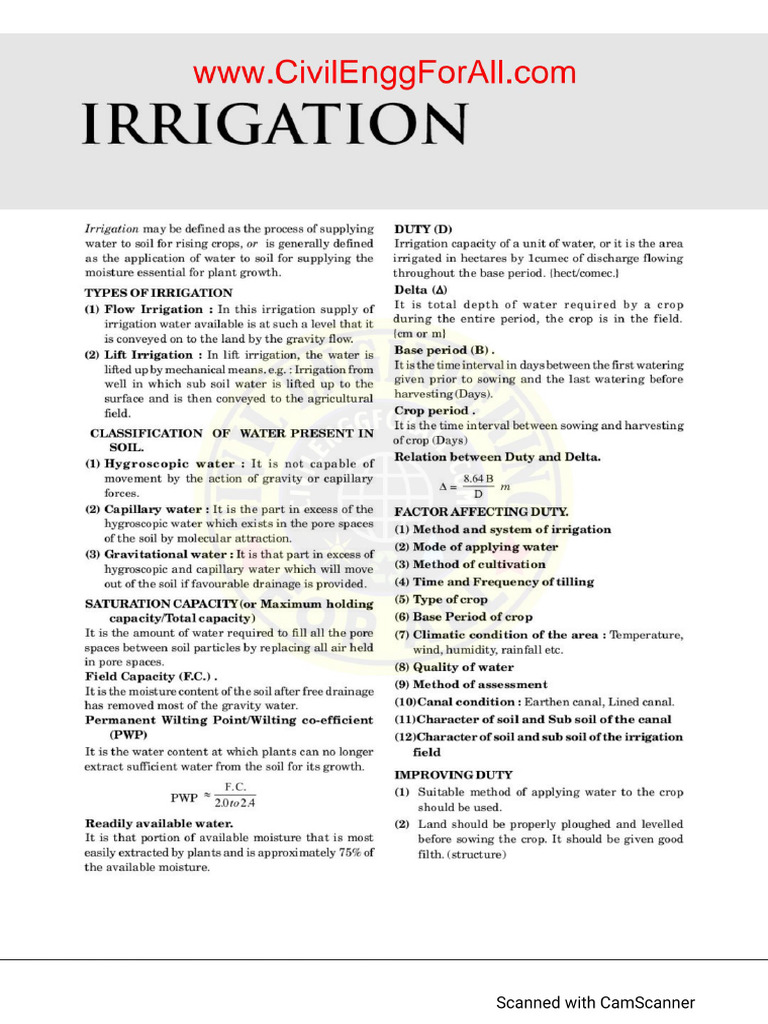Irrigation Study Material For SSC JE Civil Engineering ...