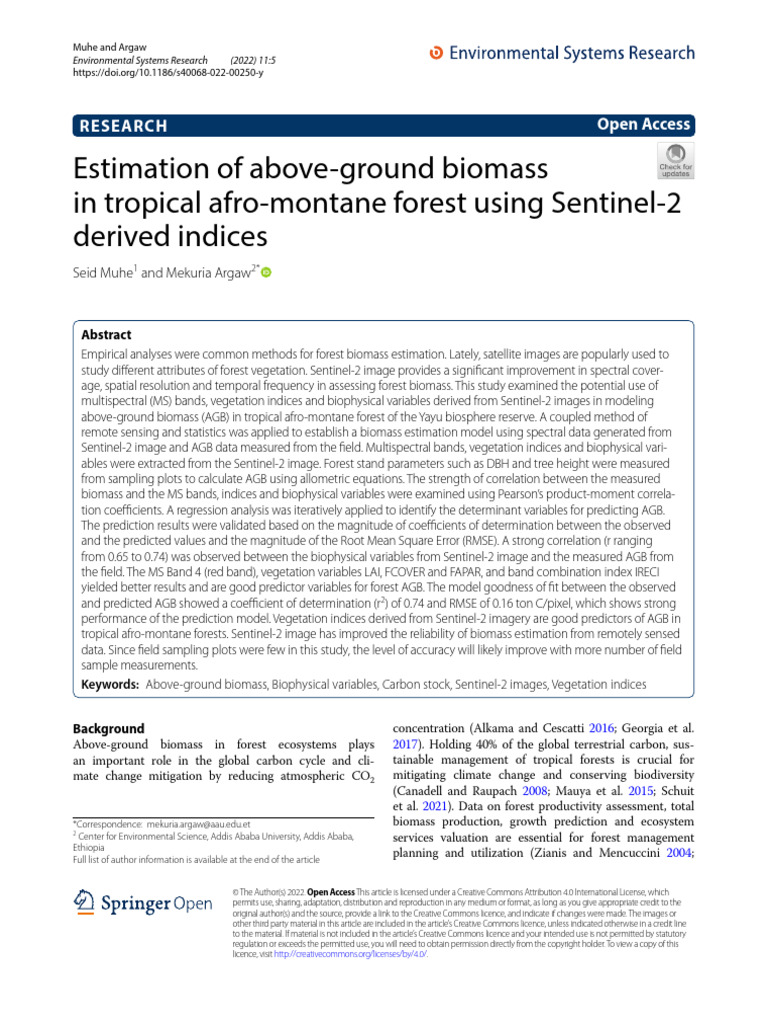 2-Seid and Mekuria - 2022 - Estimation of Above Ground Biomass Using ...