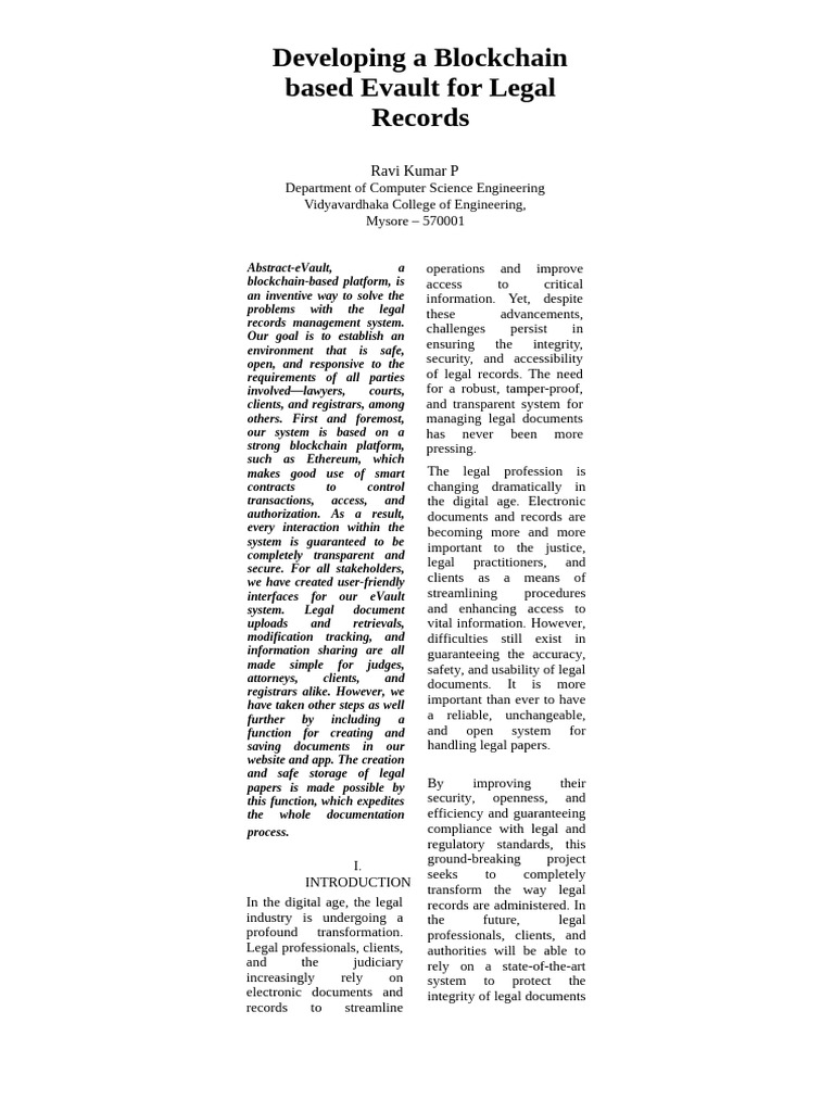 Developing A Blockchain Evault Paper by Ravi | PDF | World Wide Web ...