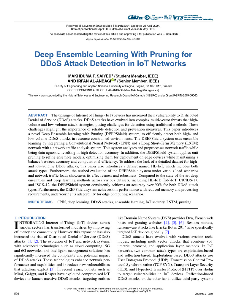 Deep Ensemble Learning With Pruning For Ddos Attack Detection In Iot