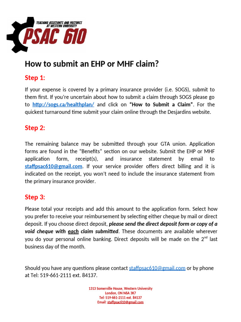 EHP and MHF Claim Submission Guide | PDF