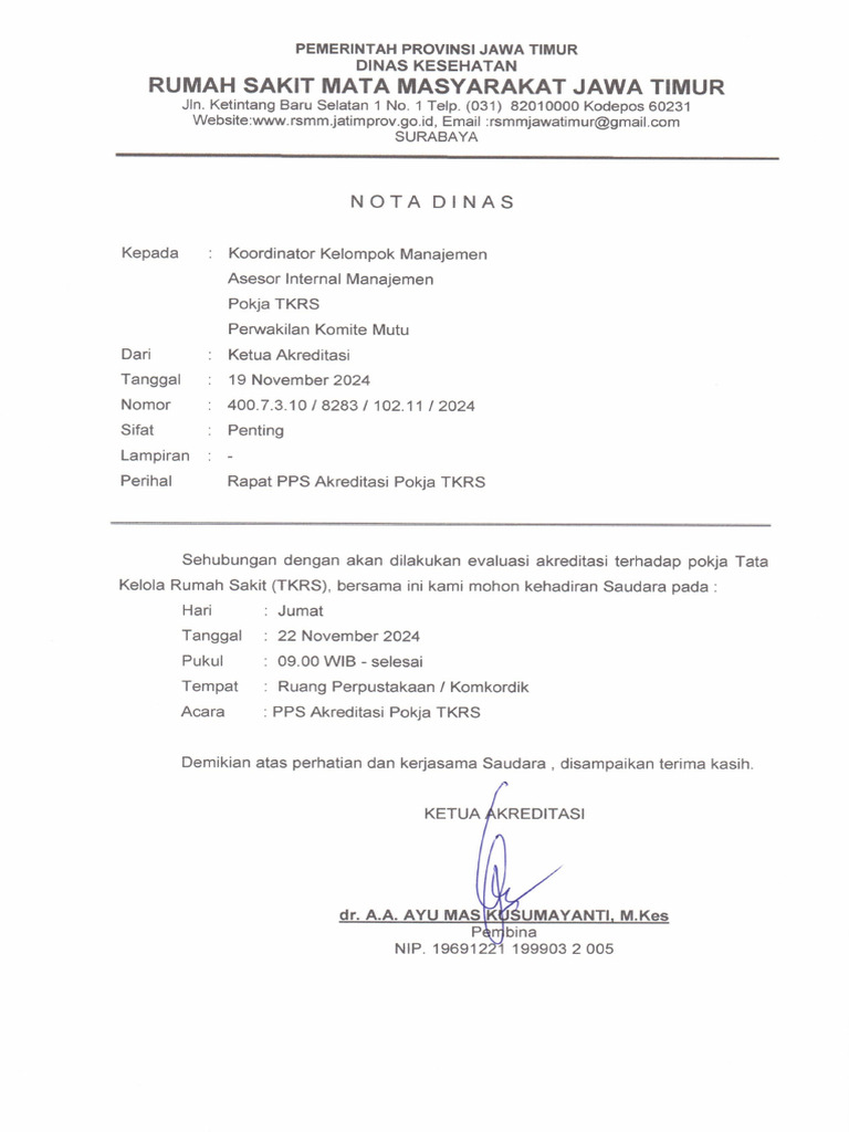 (22 Nov 2024) Rapat PPS Akreditasi Pokja TKRS | PDF