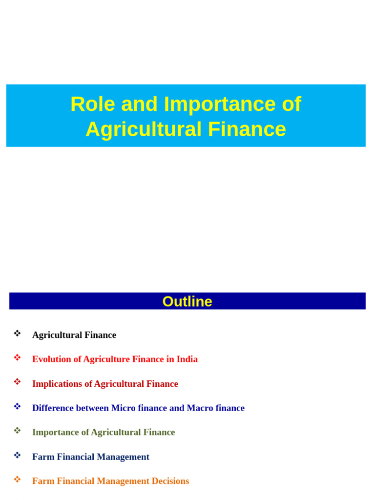 Role & Importance of Agricultural Finance | PDF | Microfinance | Loans