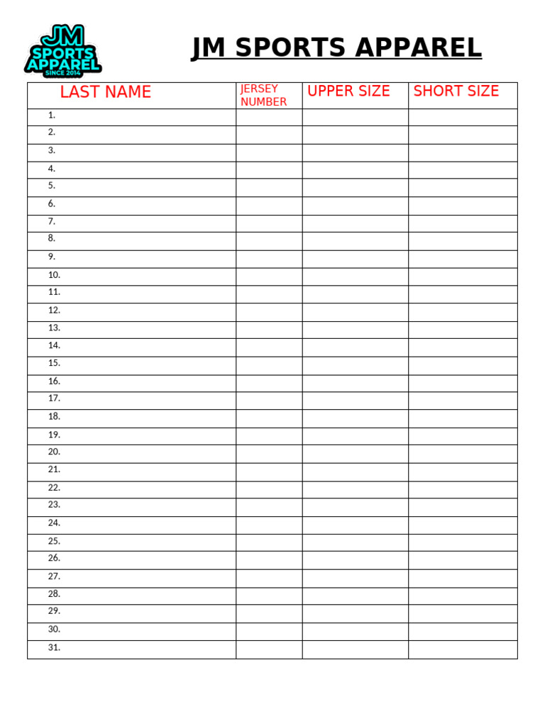 Jersey Printing Contract Form | PDF