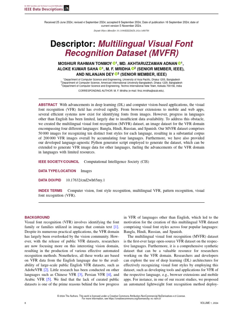 Descriptor Multilingual Visual Font Recognition Dataset | PDF | Optical Character Recognition ...