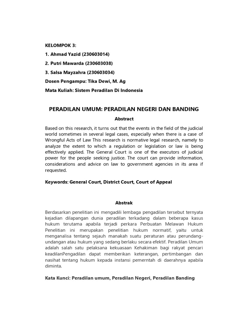Peradilan Umum dan Kewenangannya di Indonesia | PDF